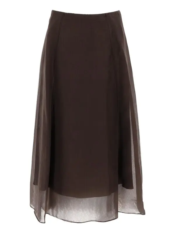 Brunello Cucinelli Circle Midi Skirt - Brown