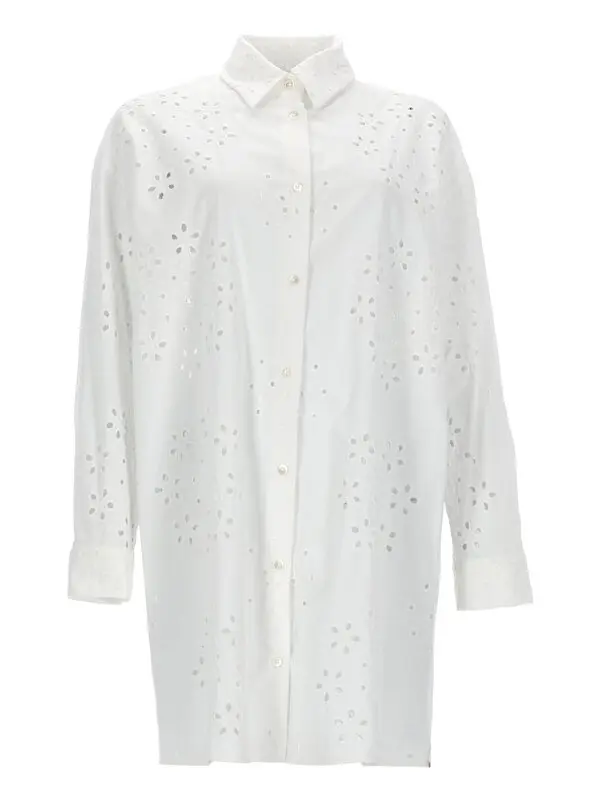 Herno Long Shirt With Perforated Pattern - White