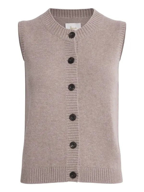 Harrods Cashmere-cotton Sweater Vest - Beige