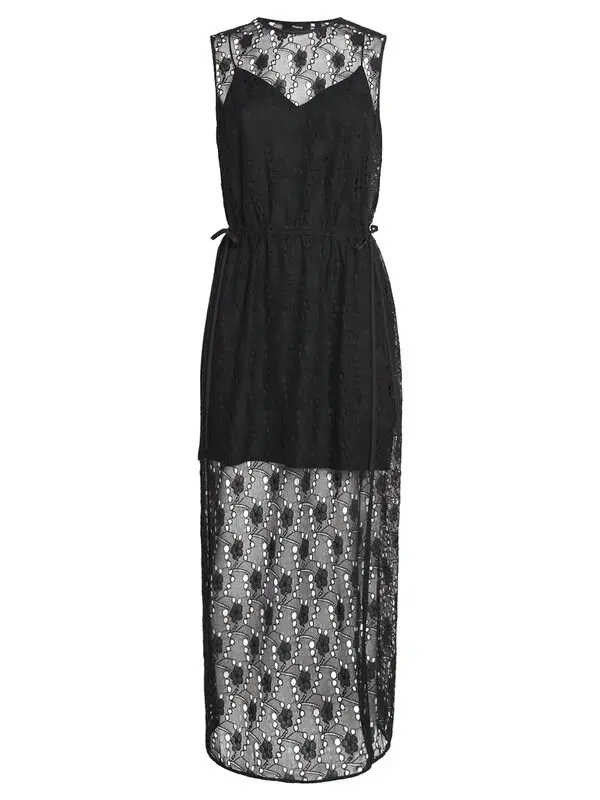 Theory Lace Sleeveless Midi Dress - Black