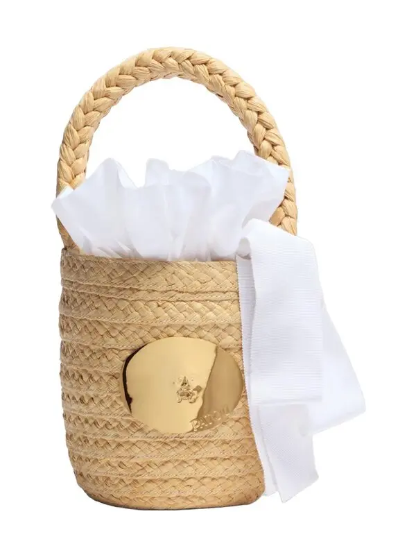 PATOU Iconic Raffia Bucket Bag - White