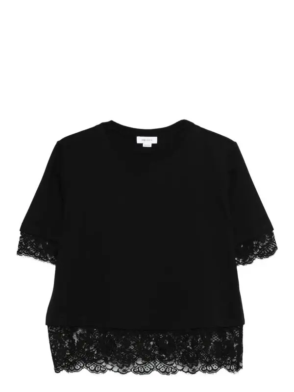 Alexander McQueen Jersey T-shirt With Lace - Black