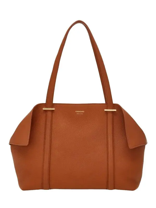 FERRAGAMO Medium Tote Bag With Folded Sides - Brown