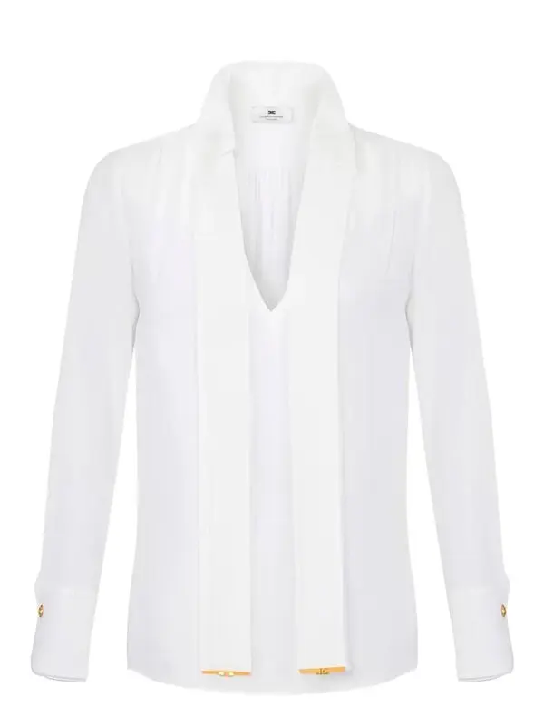 Elisabetta Franchi Viscose Georgette Shirt With Bow Detail - White