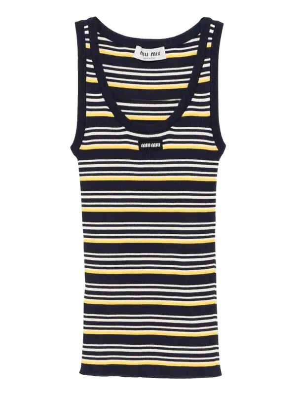 Miu Miu Striped Jersey Tank Top - Blue