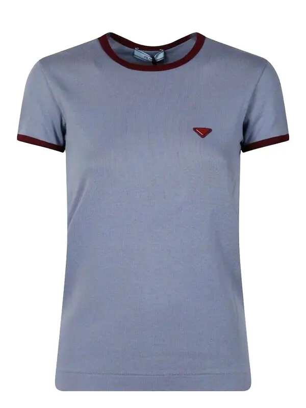 Prada Cotton T-shirt With Contrast Edges - Blue