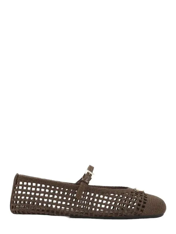 Prada Crochet Knit Ballet Flats - Brown