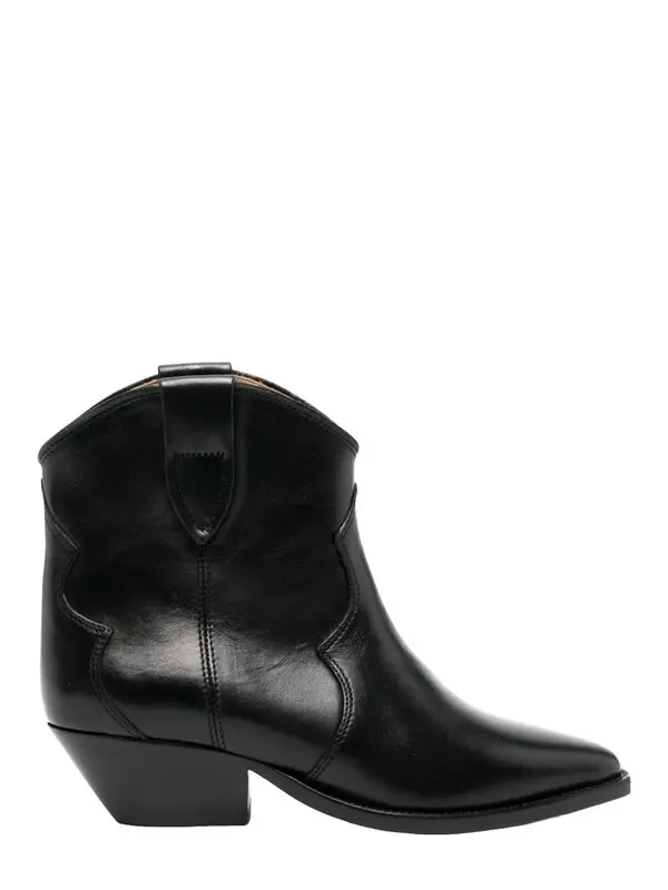 Isabel Marant Dewina Leather Cowboy Boots - Black