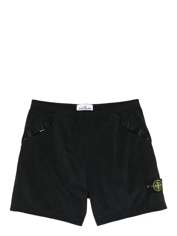 Stone Island Comfort Fit Nylon Shorts - Black
