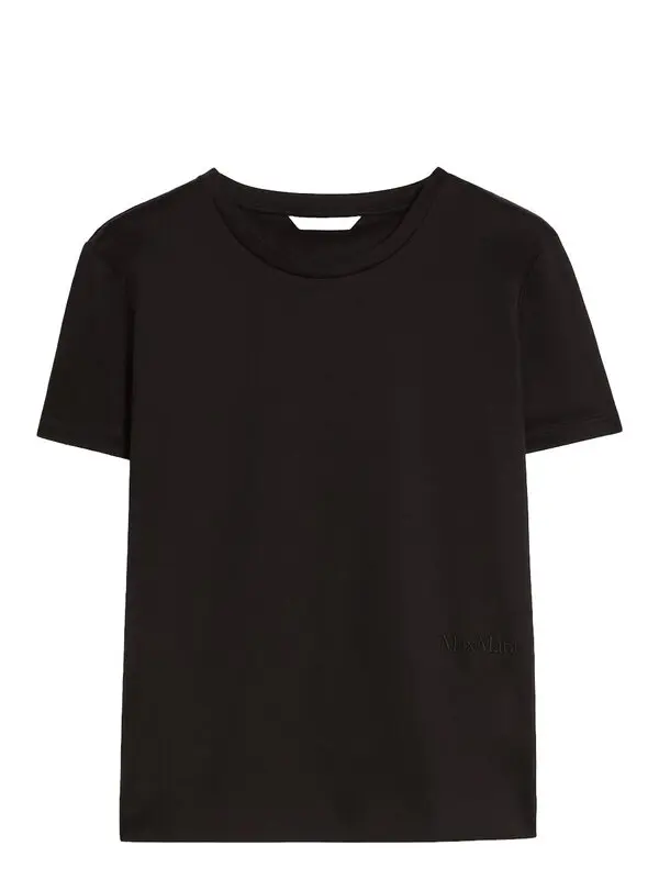 Max Mara Cotton T-shirt With Embroidered Logo - Black