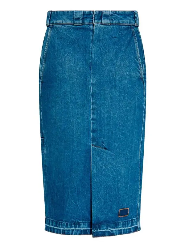 MAISON MARGIELA Denim Pencil Skirt With Slits - Blue