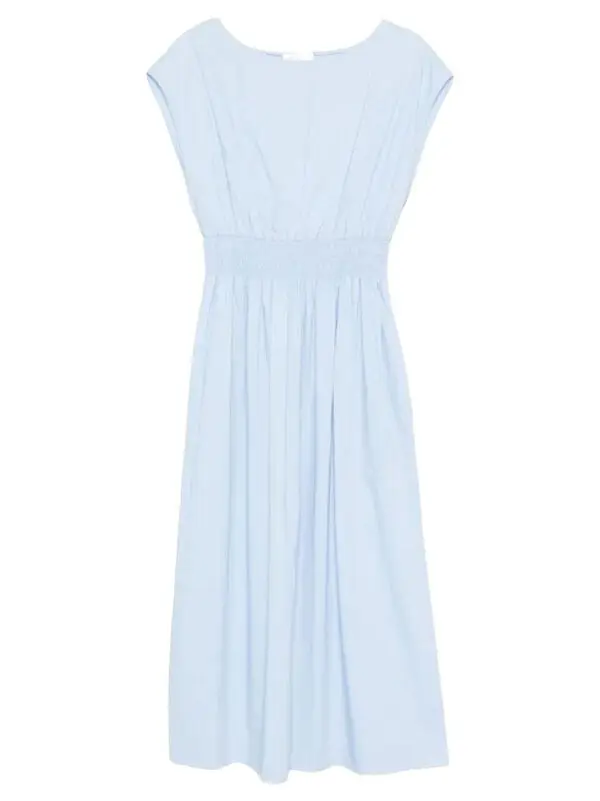 ROBERTO COLLINA Elasticated Waist Cotton Midi Dress - Blue