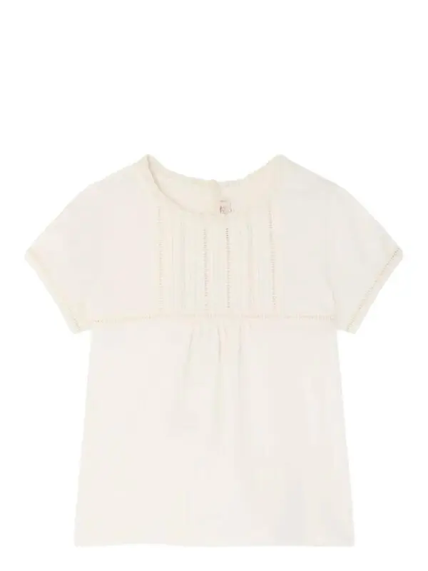 Bonpoint Capricia T-shirt With Organic Cotton Lace Panel - White