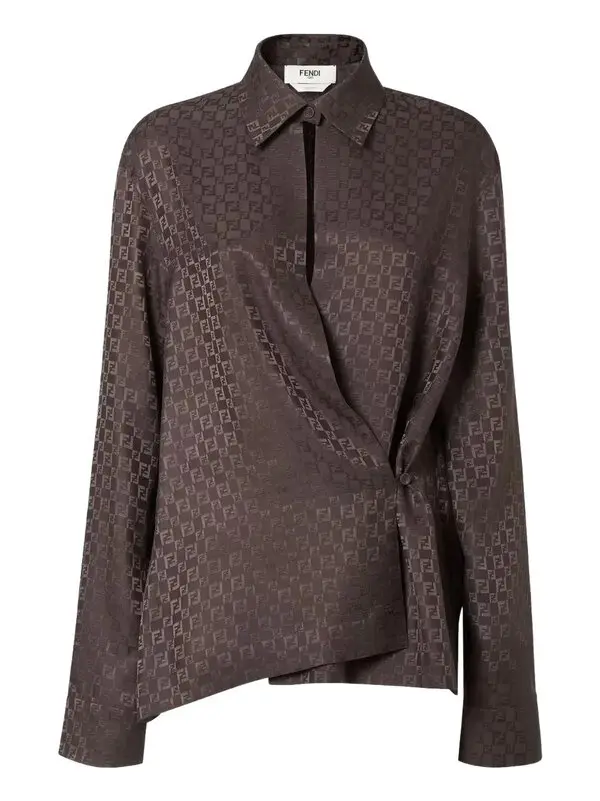 Fendi Ff Jacquard Silk Shirt - Brown
