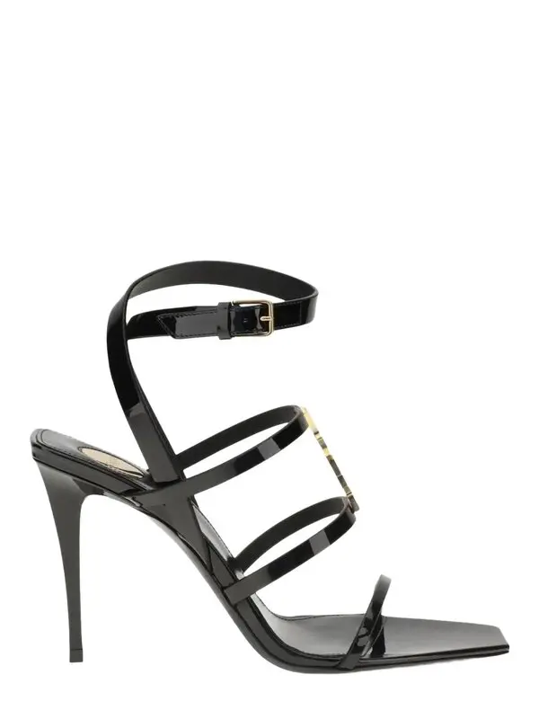 Saint Laurent Cassandra Patent Leather Sandals - Black