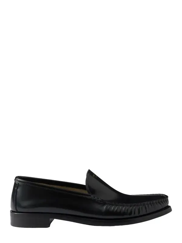Prada Brushed Fumé Leather Loafers - Black