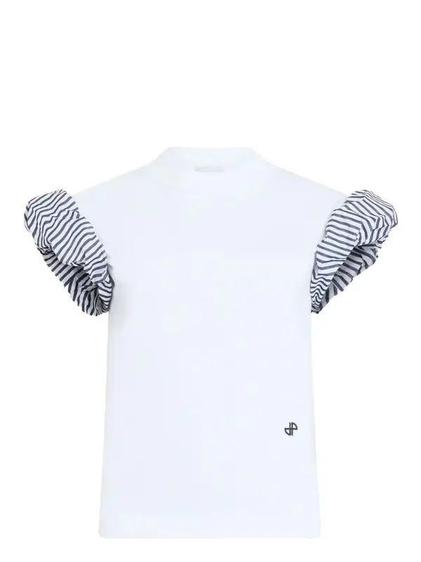 PATOU Organic Cotton T-shirt With Faille Sleeve Details - White