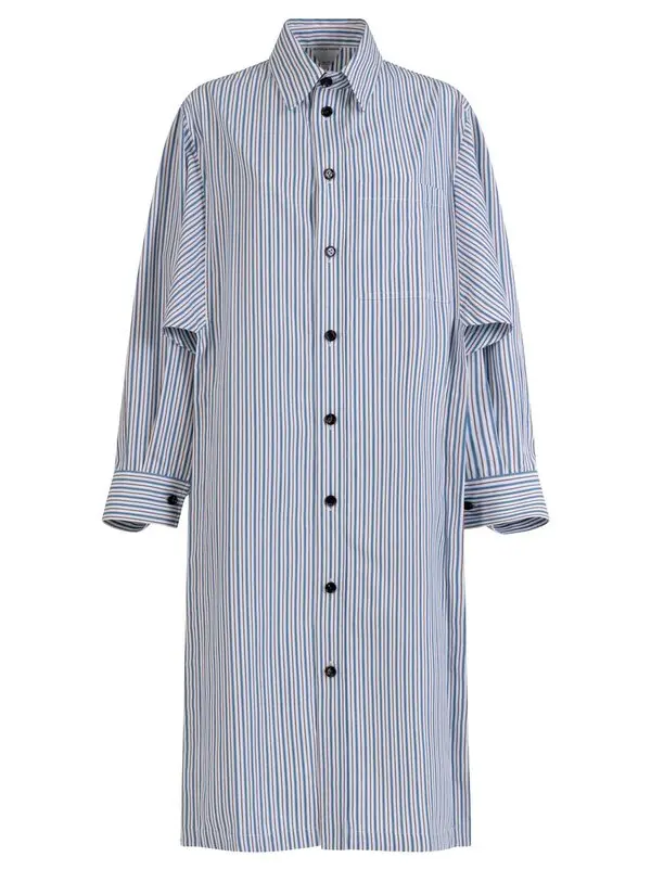 Bottega Veneta Light Cotton Striped Shirt Dress - White