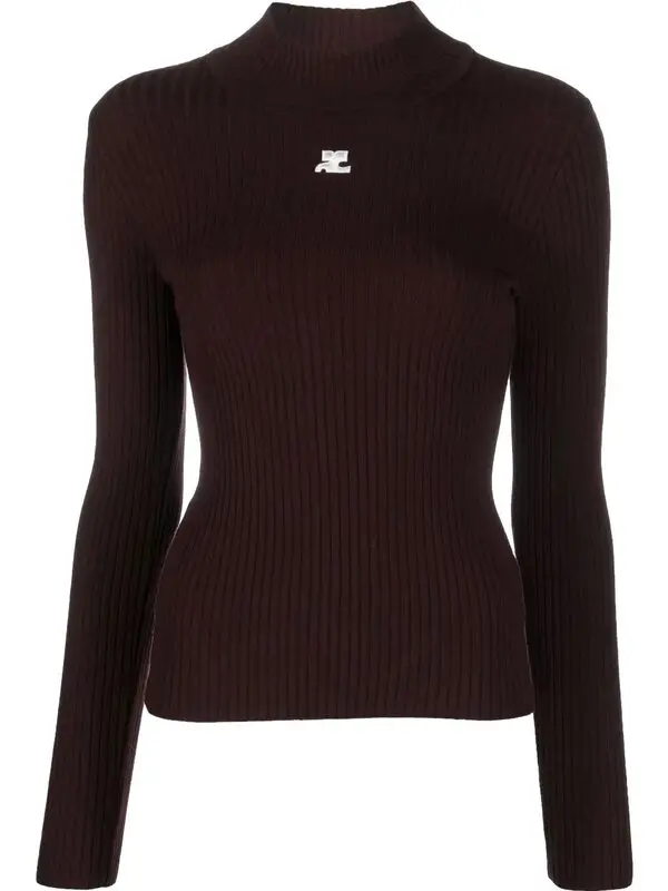 COURREGES Ribbed High Neck Re-edition Sweater - Red
