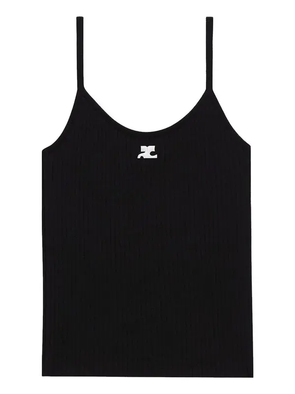 COURREGES Ribbed Knitted Tank Top - Black