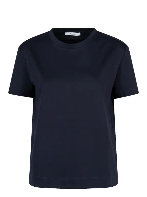 Max Mara Cotton T-shirt With Embroidered Logo - Blue