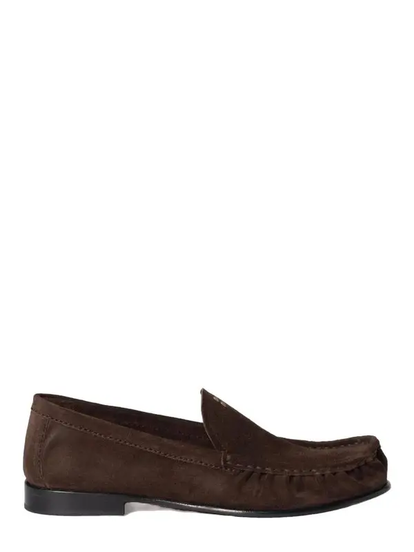Miu Miu Ruffled Suede Loafers - Brown