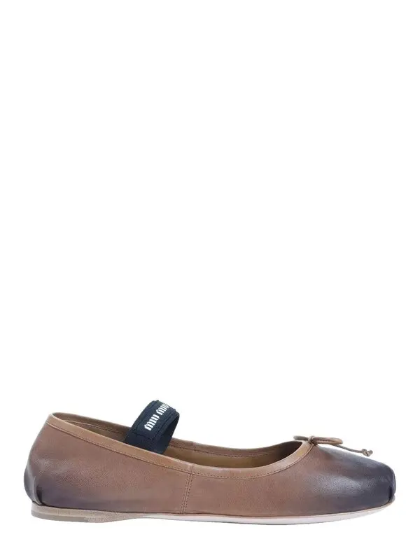 Miu Miu Leather Ballet Flats - Brown