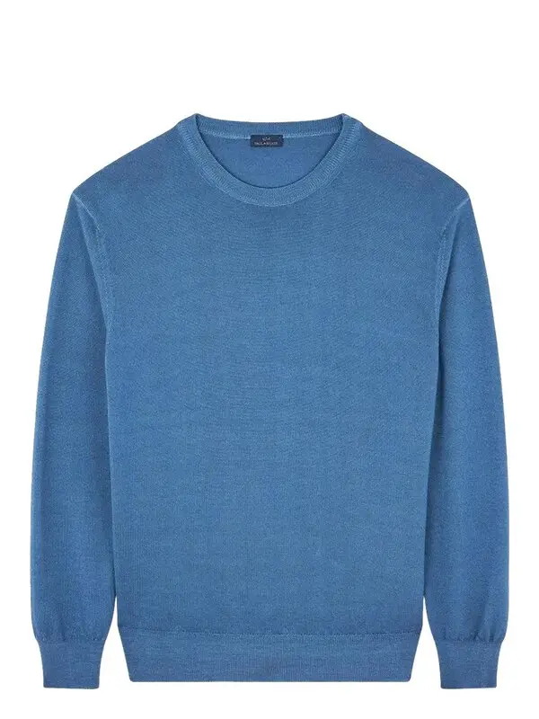 Paul & Shark Thin Ribbed Wool Pullover - Blue
