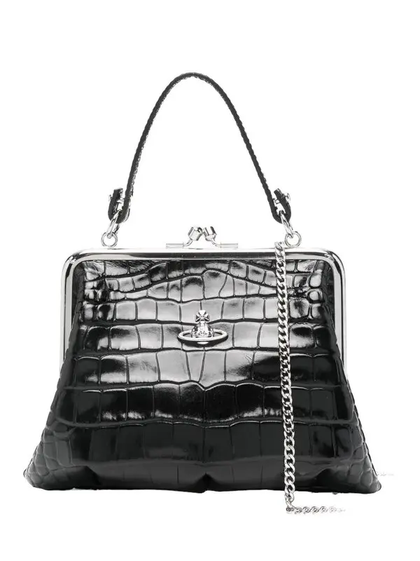VIVIENNE WESTWOOD Granny Frame Crocodile Effect Bag - Black