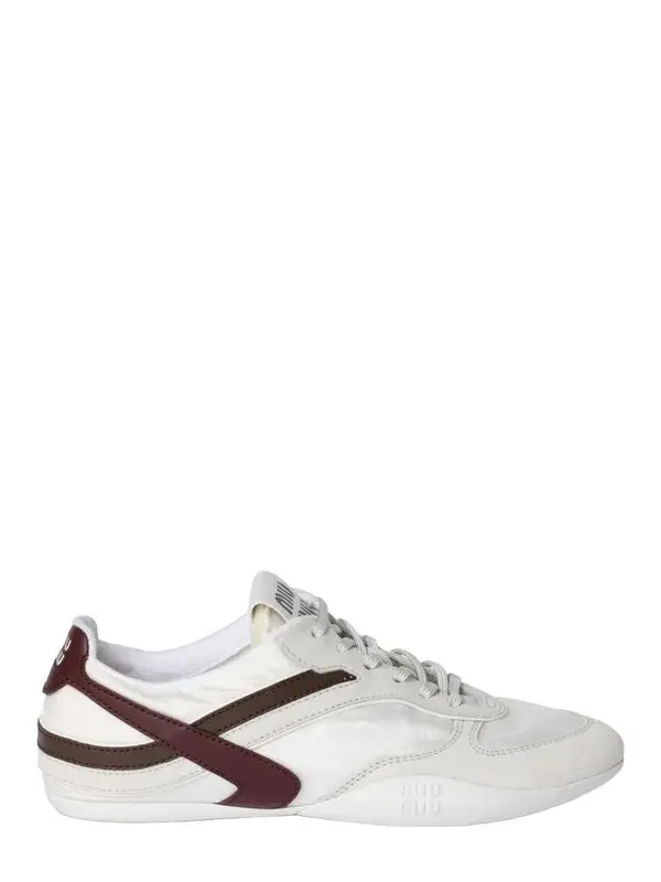 Miu Miu Gymnasium Technical Fabric And Suede Sneakers - White