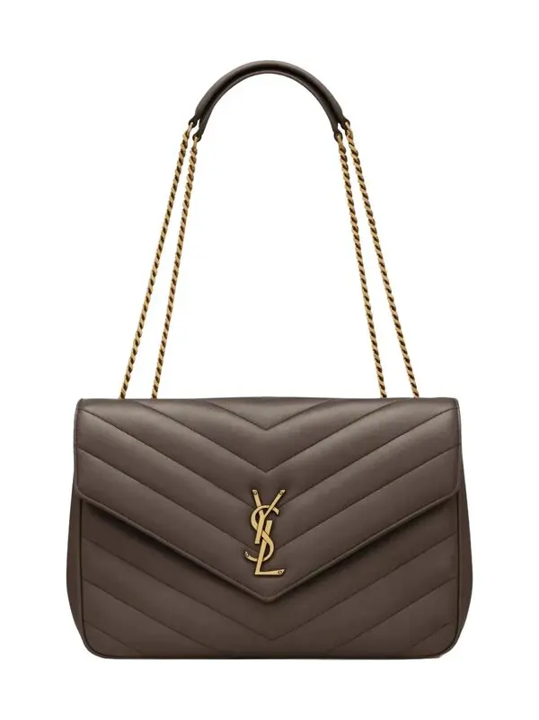 Saint Laurent Loulou Large Quilted Leather Bag - Grey