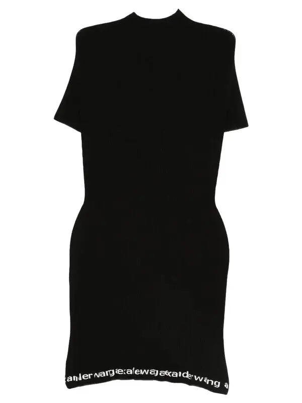 Alexander Wang Fitted Ribbed Short Sleeve Dress - Black