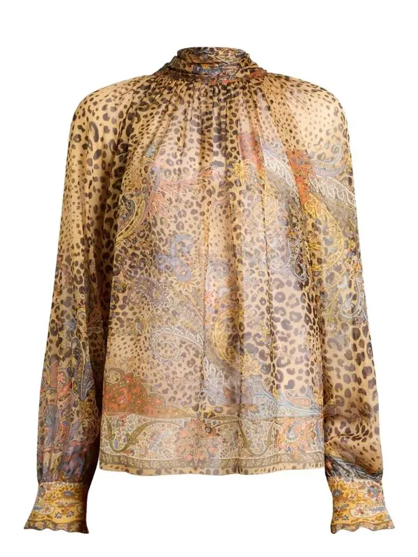Etro Silk Chiffon Blouse With Scarf - Brown