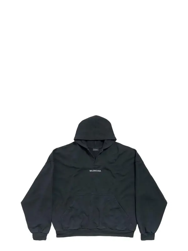 Balenciaga Faded Fleece Polo Sweatshirt - Black
