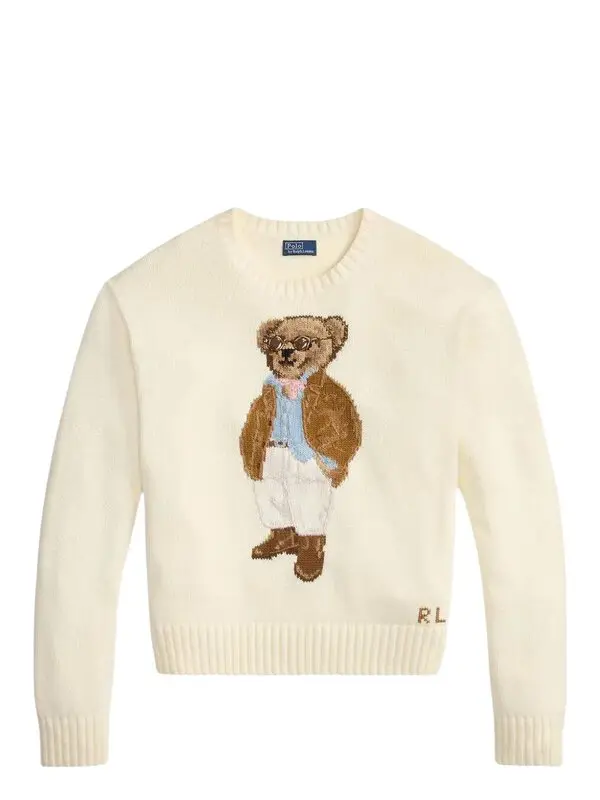 Polo Ralph Lauren Polo Bear Cotton Crewneck Sweater - Nude & Neutrals