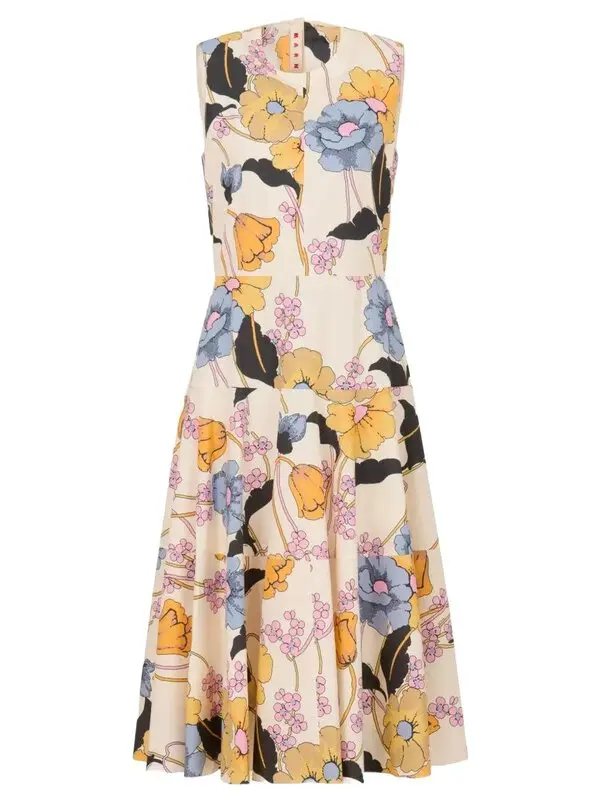 Marni Melody Print Midi Dress - Nude & Neutrals