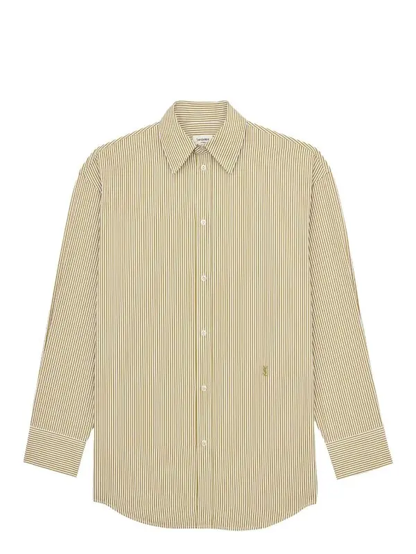 Saint Laurent Cassandre Striped Shirt - Green
