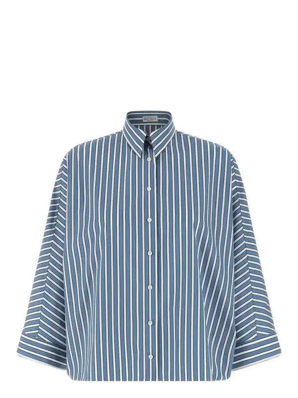 Brunello Cucinelli Striped Cotton Shirt - Blue