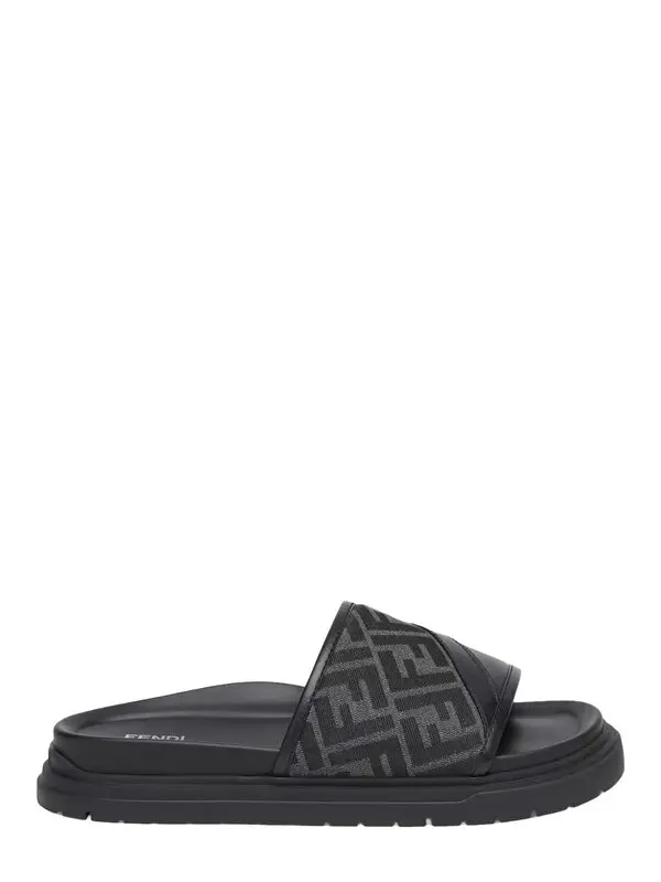 Fendi Diagonal Ff Jacquard Sandals - Black