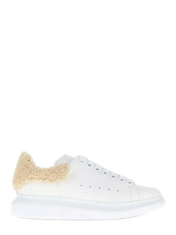Alexander McQueen Oversize Leather Sneakers With Shearling - White