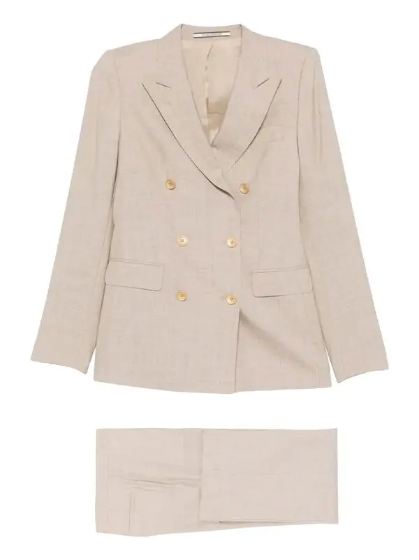 Tagliatore Parigi Double-breasted Wool Blend Suit - Nude & Neutrals