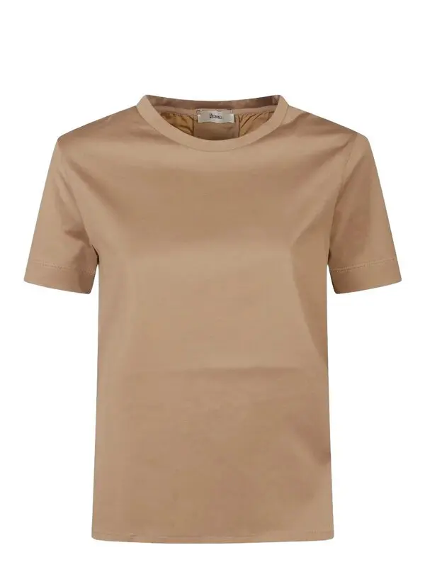 Herno Cotton Jersey And New Techno Taffeta T-shirt - Brown