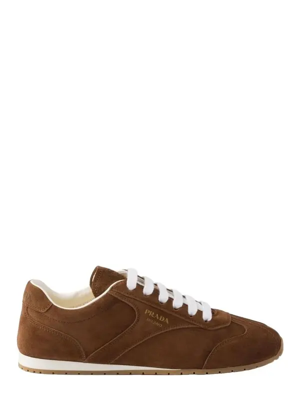 Prada Suede Lace-up Sneakers - Brown