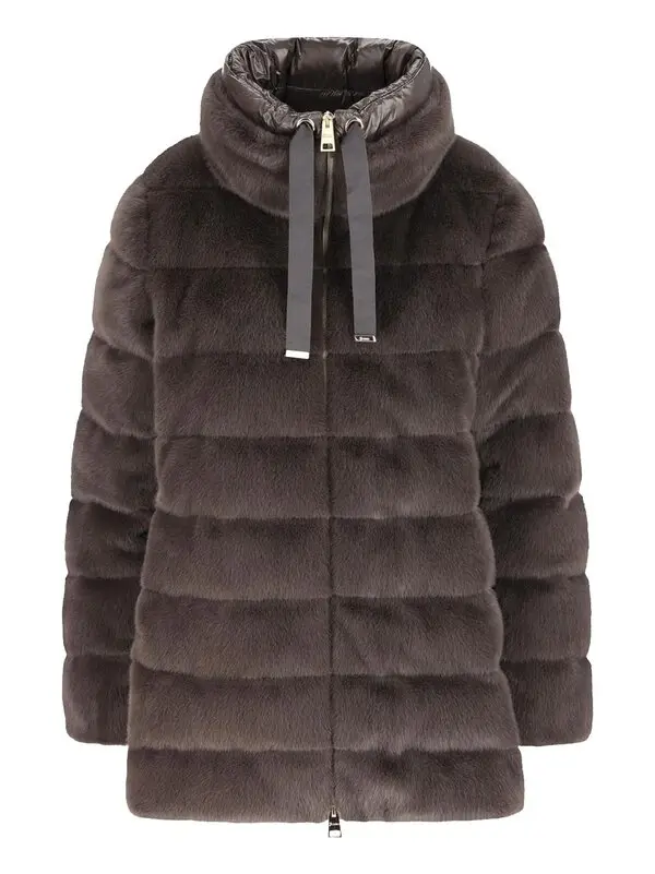 Herno Faux Fur Down Jacket - Grey