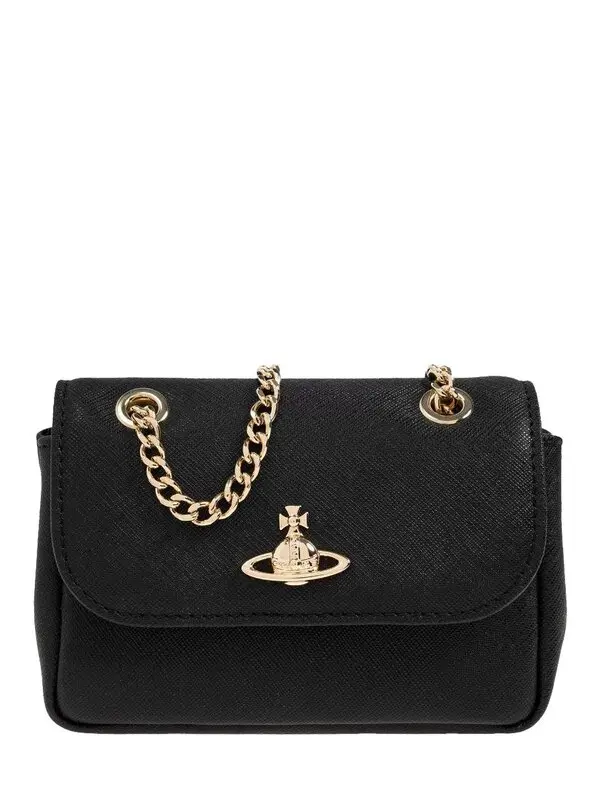 VIVIENNE WESTWOOD Small Leather Purse With Chain - Black