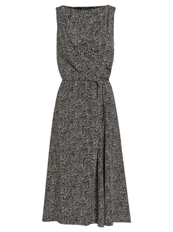 Dolce & Gabbana Houndstooth Wool Midi Dress - Black
