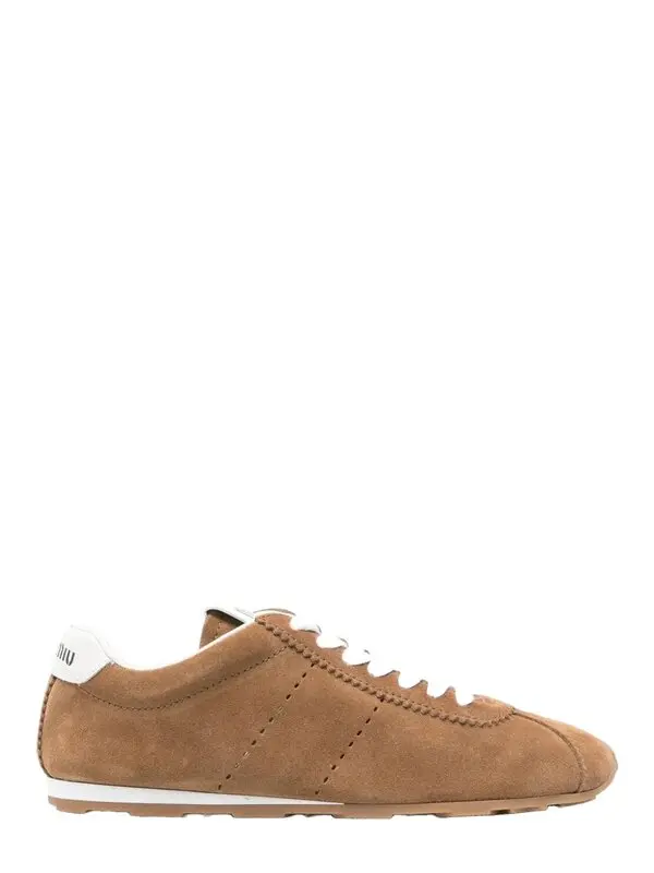Miu Miu Plume Suede Sneakers - Brown