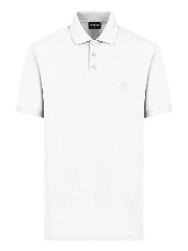 Giorgio Armani Stretch Cotton Piquet Polo - White