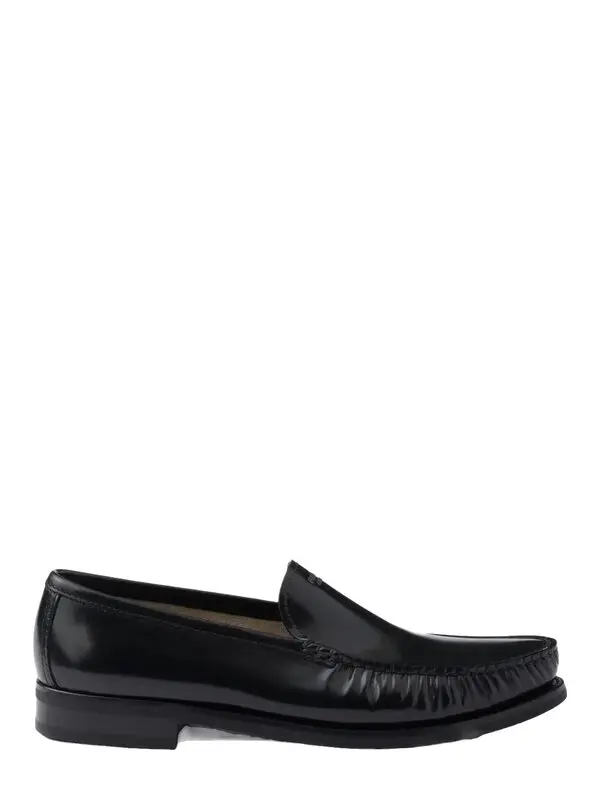 Prada Brushed Leather Loafers - Black