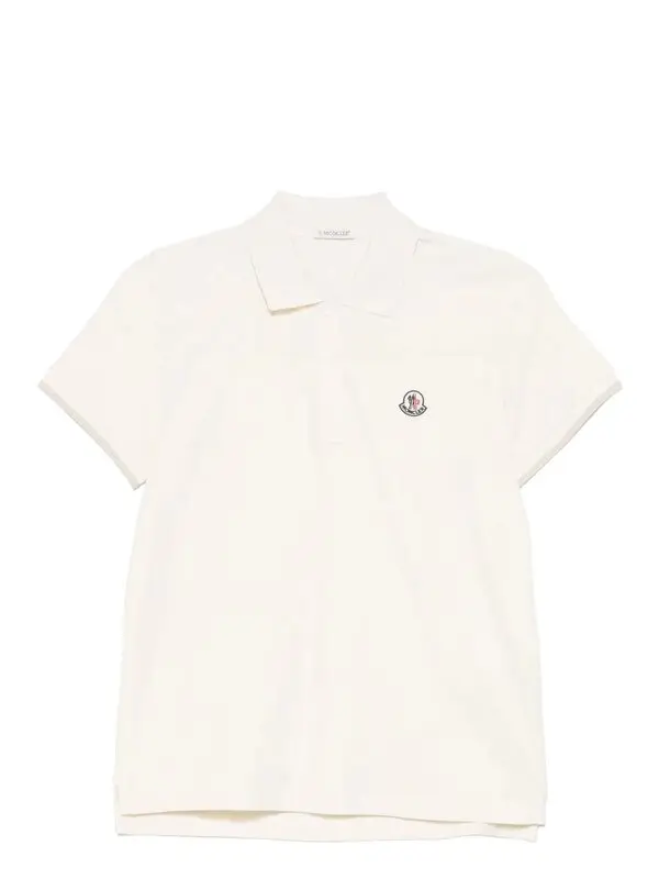 Moncler Piqué Cotton Polo With Logo Patch - White